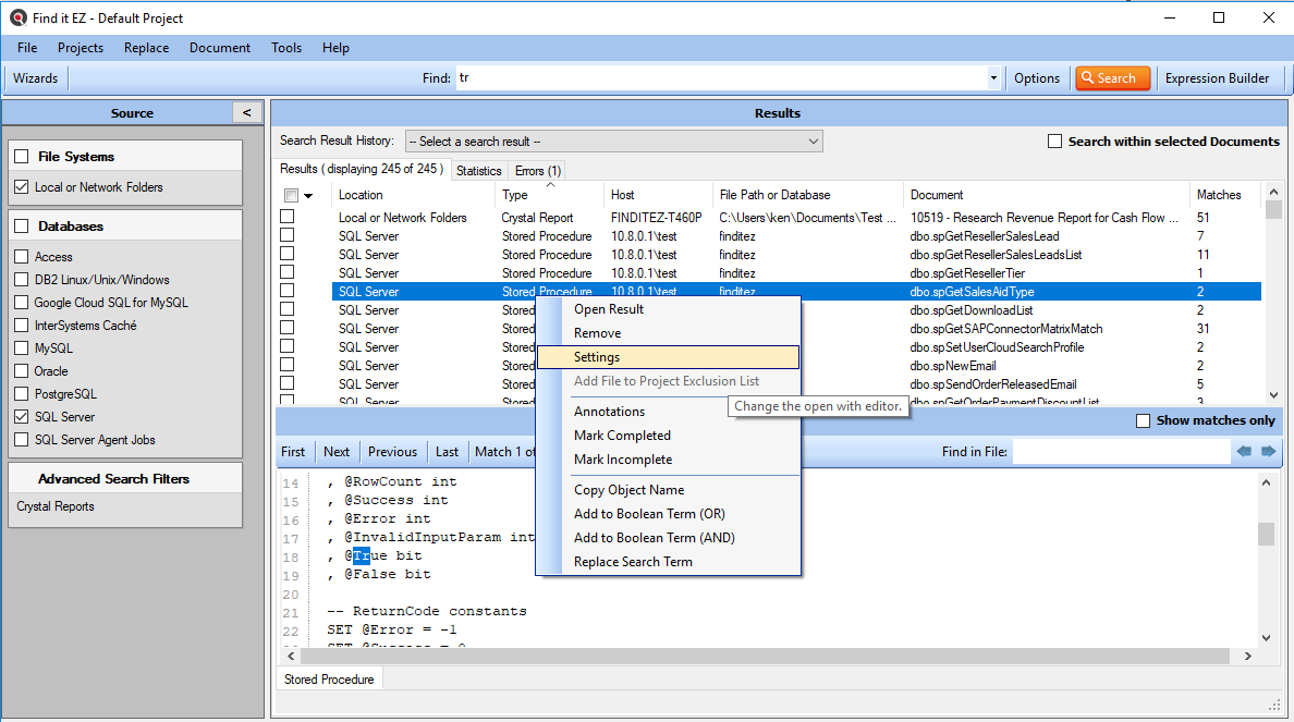 Open Viewer and Editor Settings